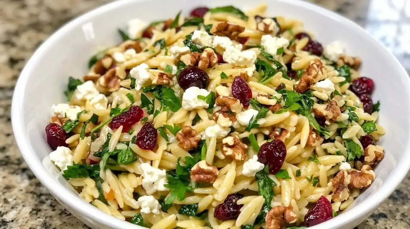 Best Cranberry Feta Orzo Salad Recipe - Easy Mediterranean Recipes