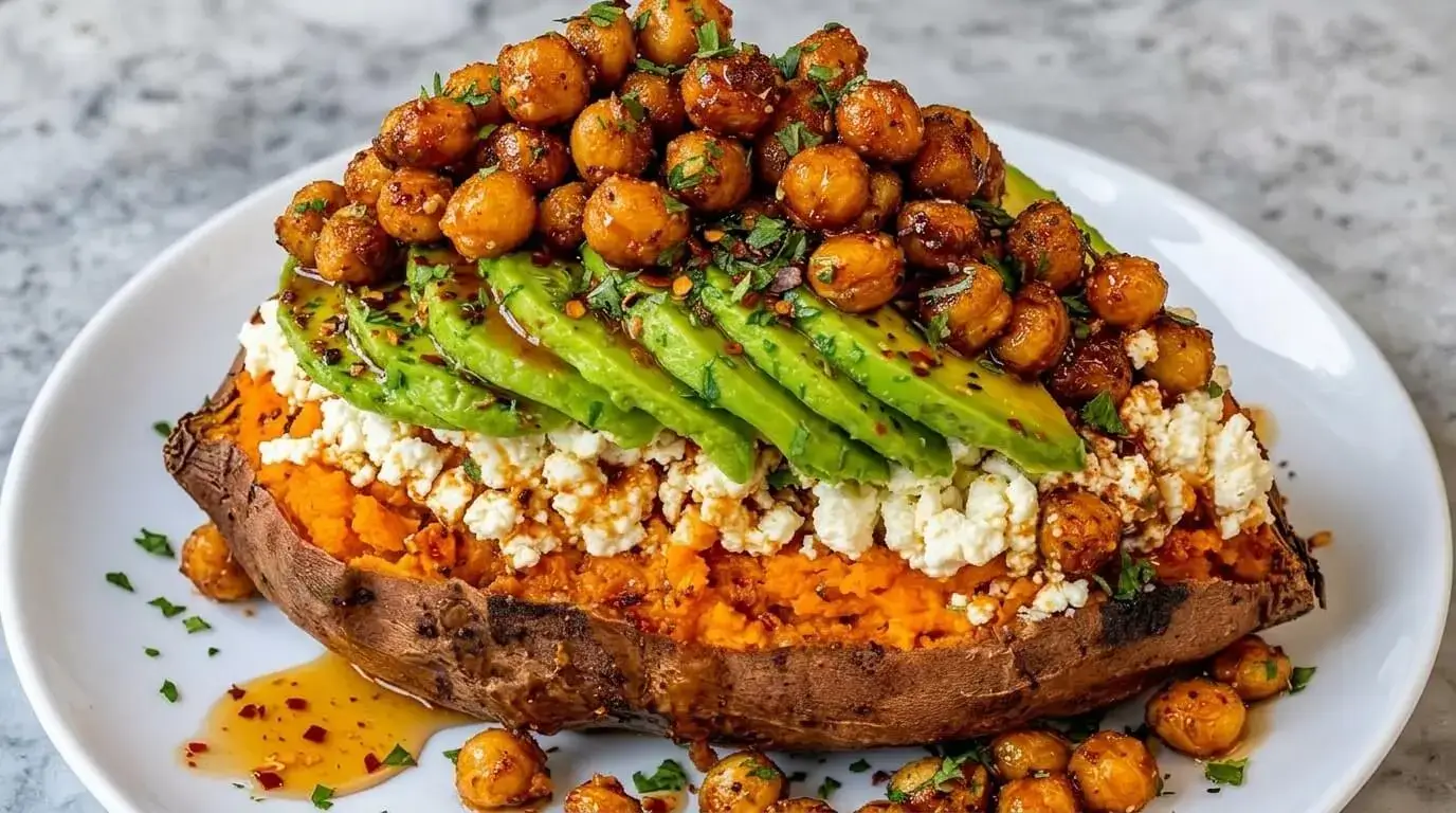 Easy Hot Honey Crispy Chickpea Sweet Potato Boat Recipe - Easy ...