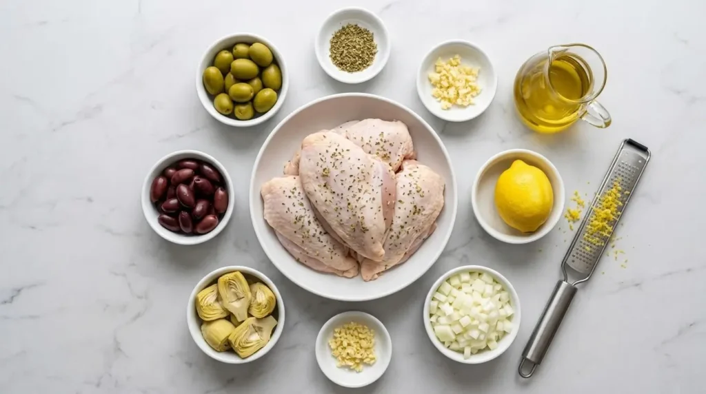 Mediterranean Lemon Herb Chicken with Artichokes and Olives - Easy ...